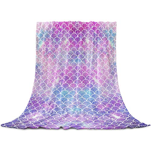 Mermaid Throw Blanket,Flannel Fleece Blanket,Soft Cozy Fuzzy Comfy Warm Cute Lightweight Blanket for Girl,Kid,Toddler,Baby-ombre Microfiber Blanket for Couch,Bed,Sofa,Chair-Crib Stroller Nap-60" x 50"