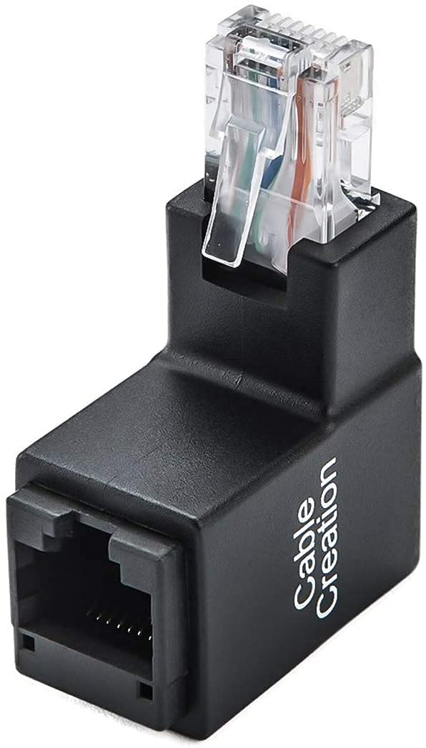 CableCreation 2 Pack Ethernet Adapter, Cat5e/Cat6 Up Angle Ethernet Adapter, 90 Degree and 270 Degree RJ45/8P8C Ethernet Female to RJ45/8P8C Male Adapter