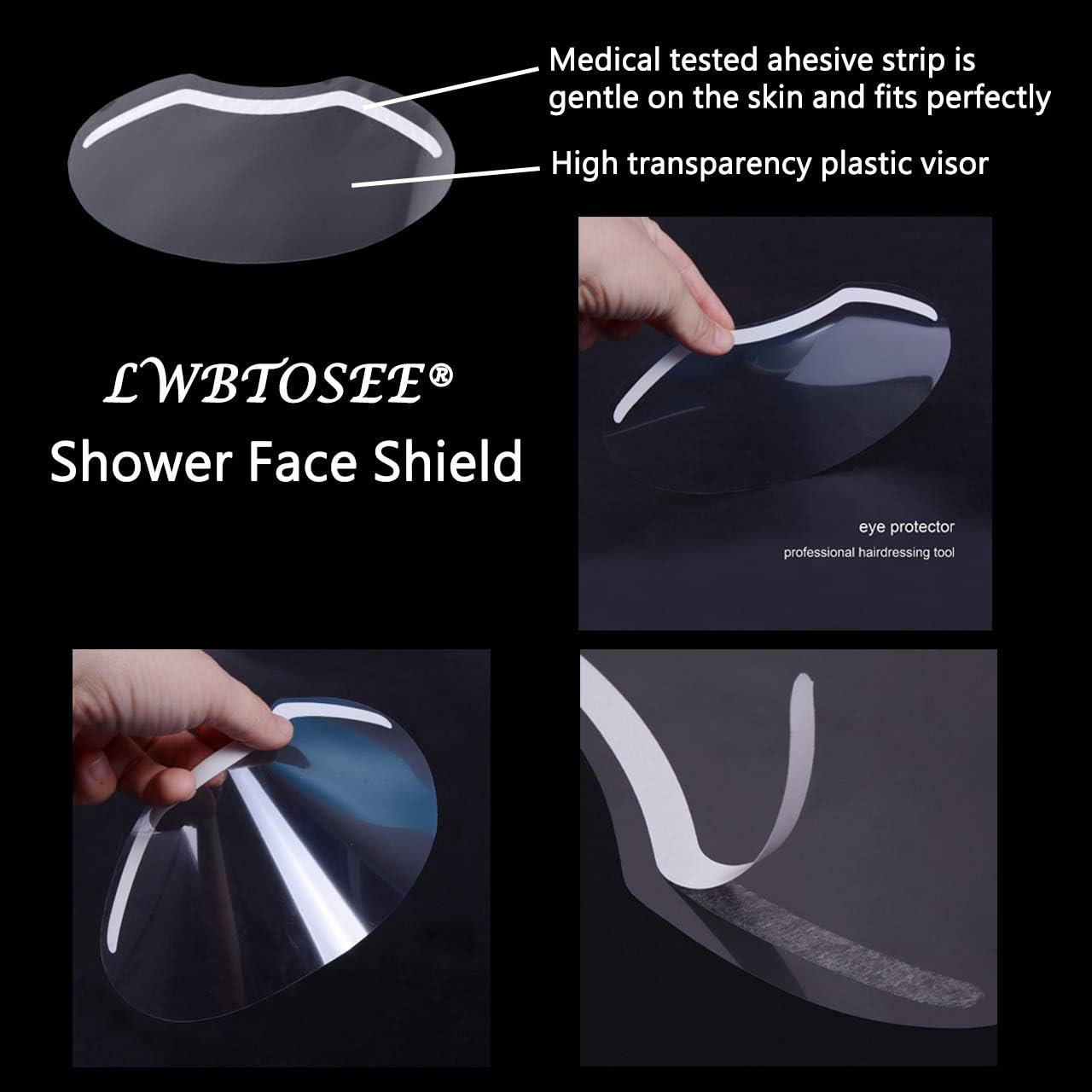 LWBTOSEE 100pcs Eyebrow Shield Disposable Hair Salon Hairspray Masks Cutting Coloring Face Protecting Barber Supplies Transparent Plastic Face Shield