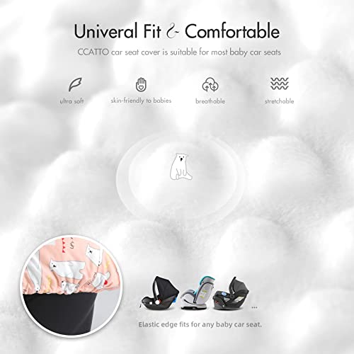 Car Seat Cover for Babies Boy&Girl, CCATTO Infant Carseat Canopy, Skylight Ventilation Design, 2 Layers Windows, Breathable Adjustable Universal Fit Baby Carrier Cover for Spring Autumn Winter