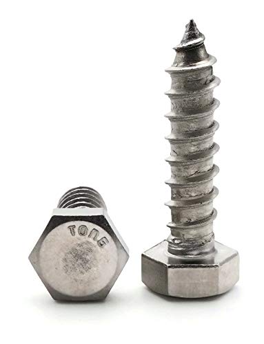 Stainless Steel Lag Screws Hex Head Lag Bolts 1/4 inch x 1-1/4 inch Qty 100