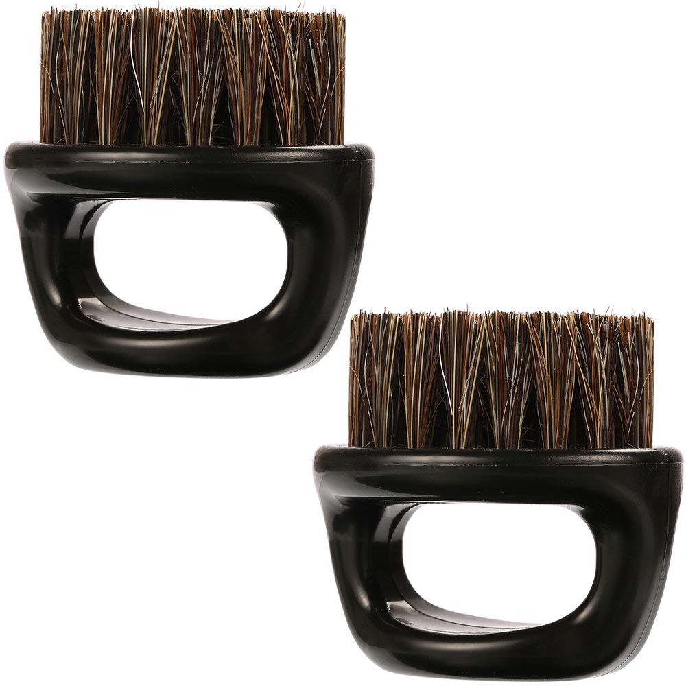 2-Pack Knuckle Brush for Barbers - Borogo Barber Brush for Fades (Essential Tool For Professional Barbering & Grooming Services), Beard Brush Neck Face Duster Brush for Hairdressing Salon Household