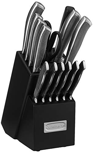 15 Piece Kitchen Knife Set with Block by Cuisinart, Cutlery Set, Graphix Collection, Stainless Steel, C77SS-15P & CTG-00-BCR7 Barrel Crock with Tools, Set of 7