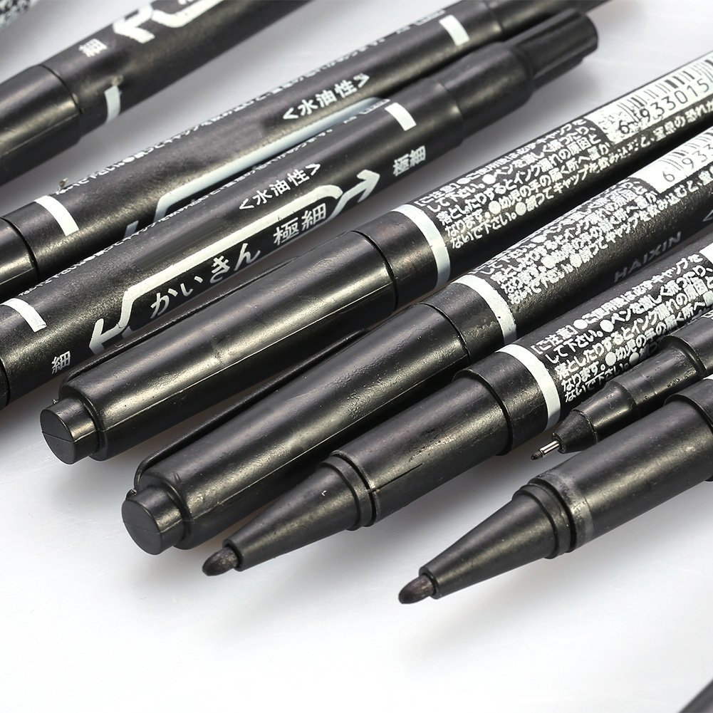 10PCS/Box Tattoo Marking Pen, Double Ended Tattoo Skin Marker, Tattoo Piercing Positioning Marking Pen Tool