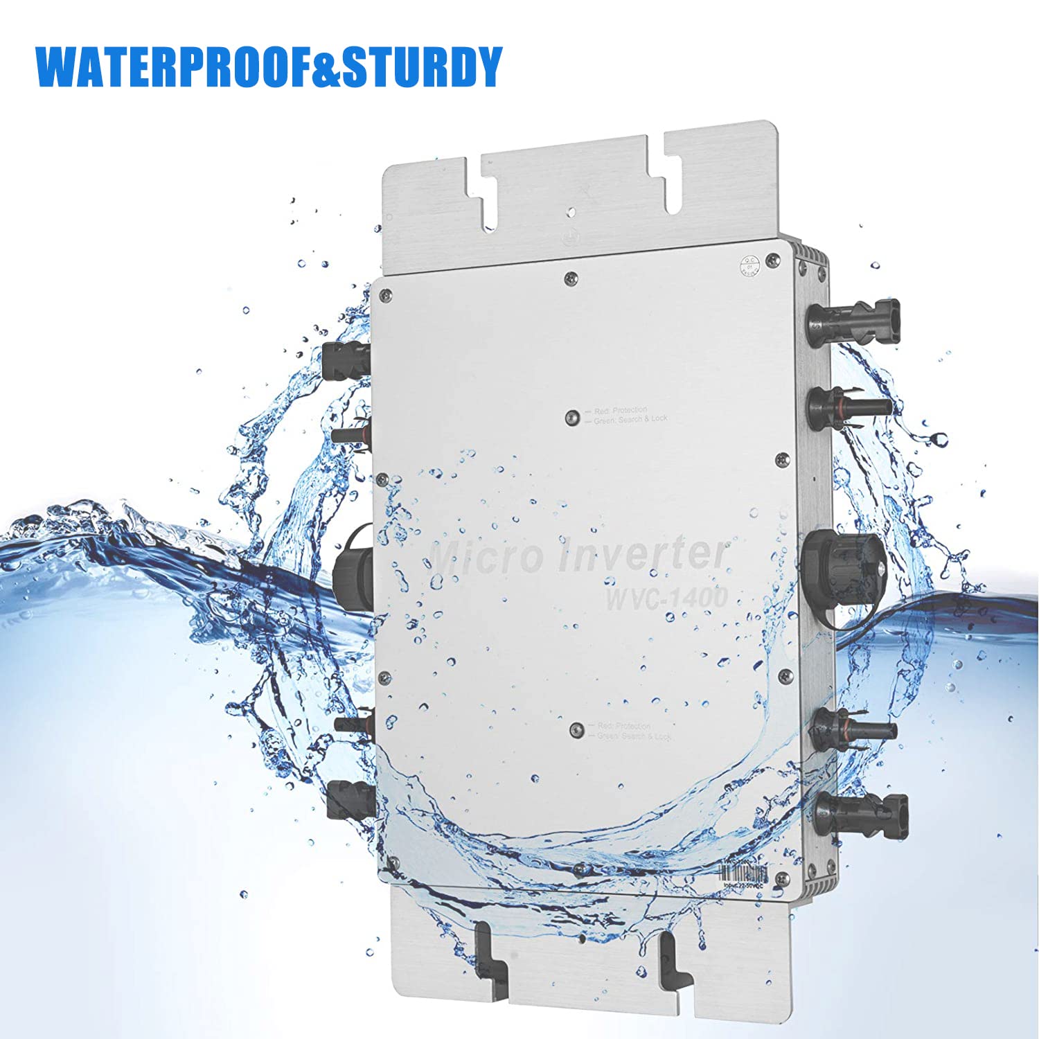 1400W Solar Grid Tie Inverter Microinverter Waterproof Self Cooling 120V/110VAC Output Mirco Inverter Automatic Identification Power Inverters
