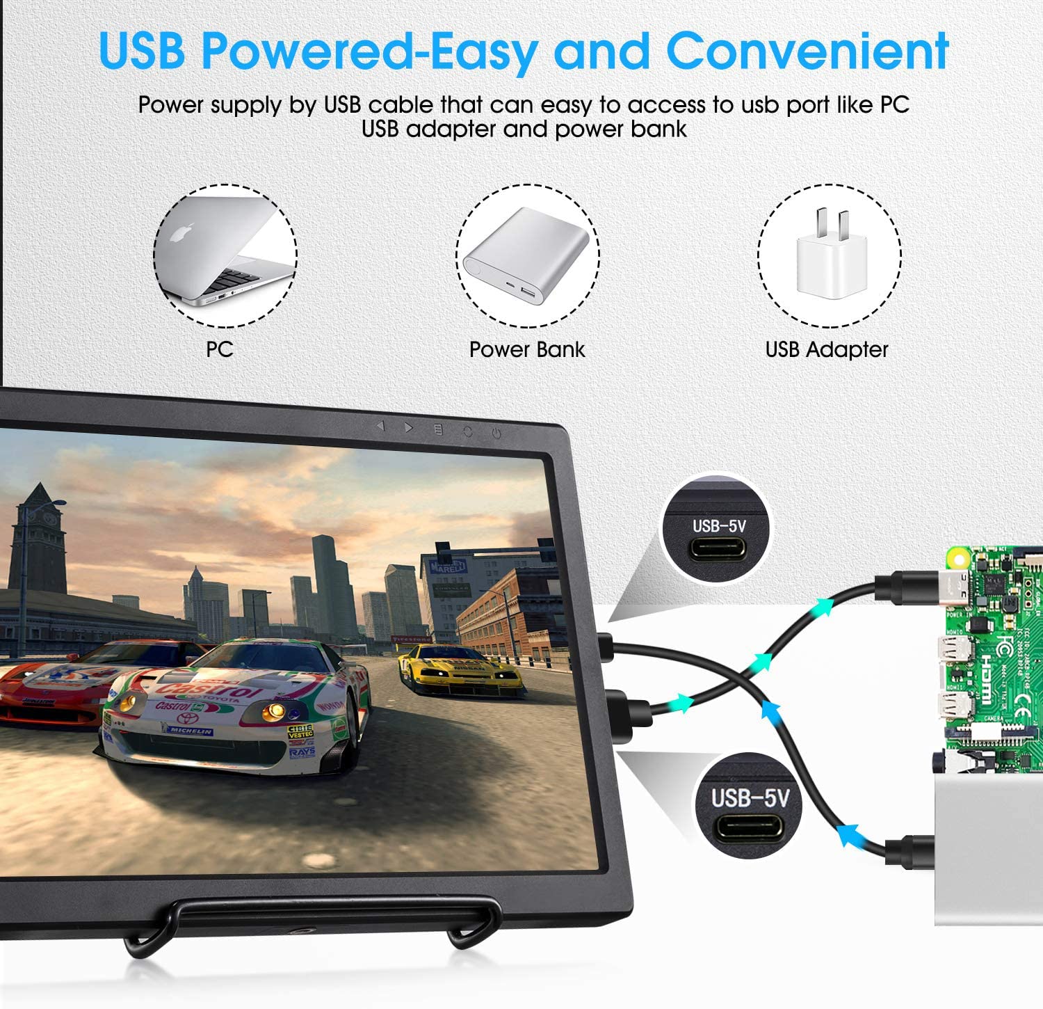 KALESMART Portable Gaming Monitor 15.6 Inch Full HD PC Monitor with Double HDMI 1920x1080 IPS Display with Audio Output for Raspberry Pi PS4 WiiU Xbox One S Windows 7 8 10