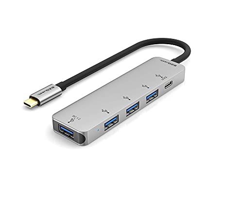 EZQuest USB C Hub 5 in 1 with 4 USB A 3.0 Ports (1 with BC 1.2), 1 USB C PD 3.0 with FRS - Compatible with USB C Laptops and Devices