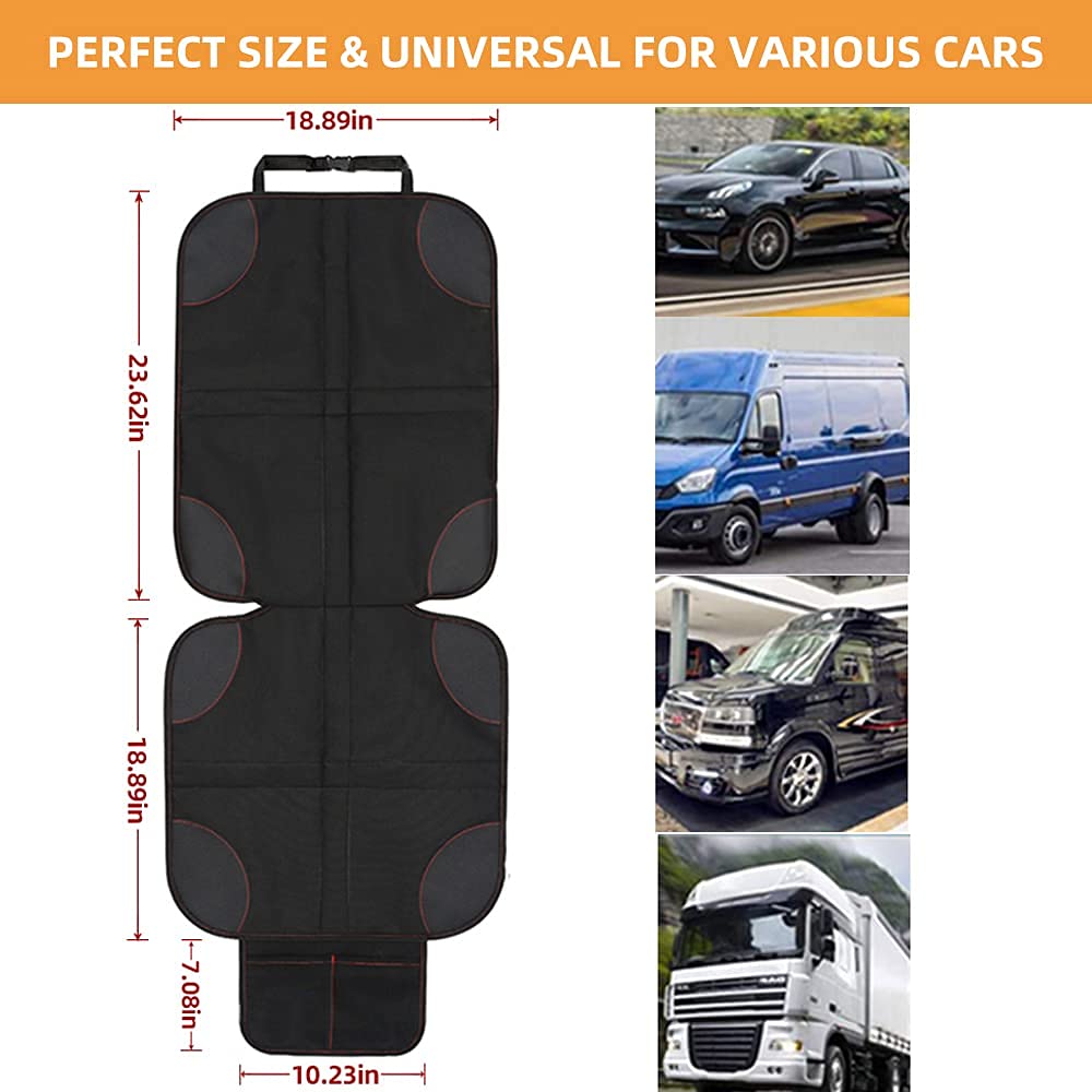 Car Seat Protector for Child Car Seat 2 Pack Waterproof 600D Fabric Child Baby Non Slip Seat Back Protector with Storage Pockets Car Seat Cover Mat Protector for Fabric and Leather Seats