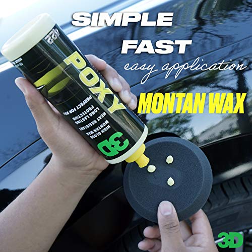 3D Poxy Montan Butter Car Wax β 16oz β High Gloss, Non-Staining Car Wax Sealant with Long Lasting Protection β For Cars, RVs, and Boats β Silky Soft Feel, Deep Shine, Wet Look