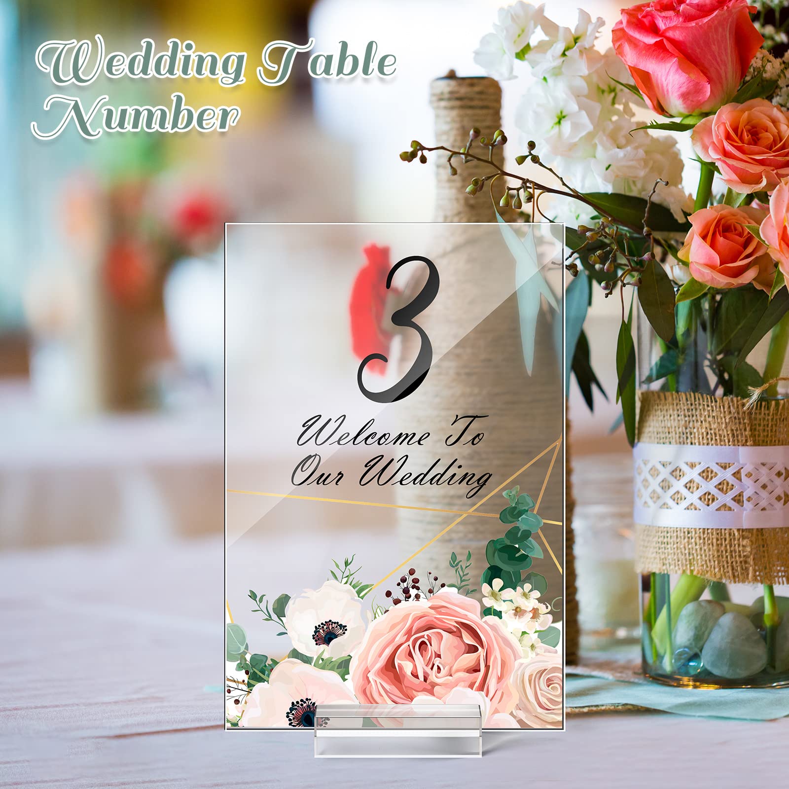 12 Pcs Clear Acrylic Place Cards with 12 Acrylic Holder Wedding Table Numbers with Acrylic Stand DIY Table Name Cards Plates for Wedding Reception Banquet Decors(5 x 7 x 0.08 Inch)