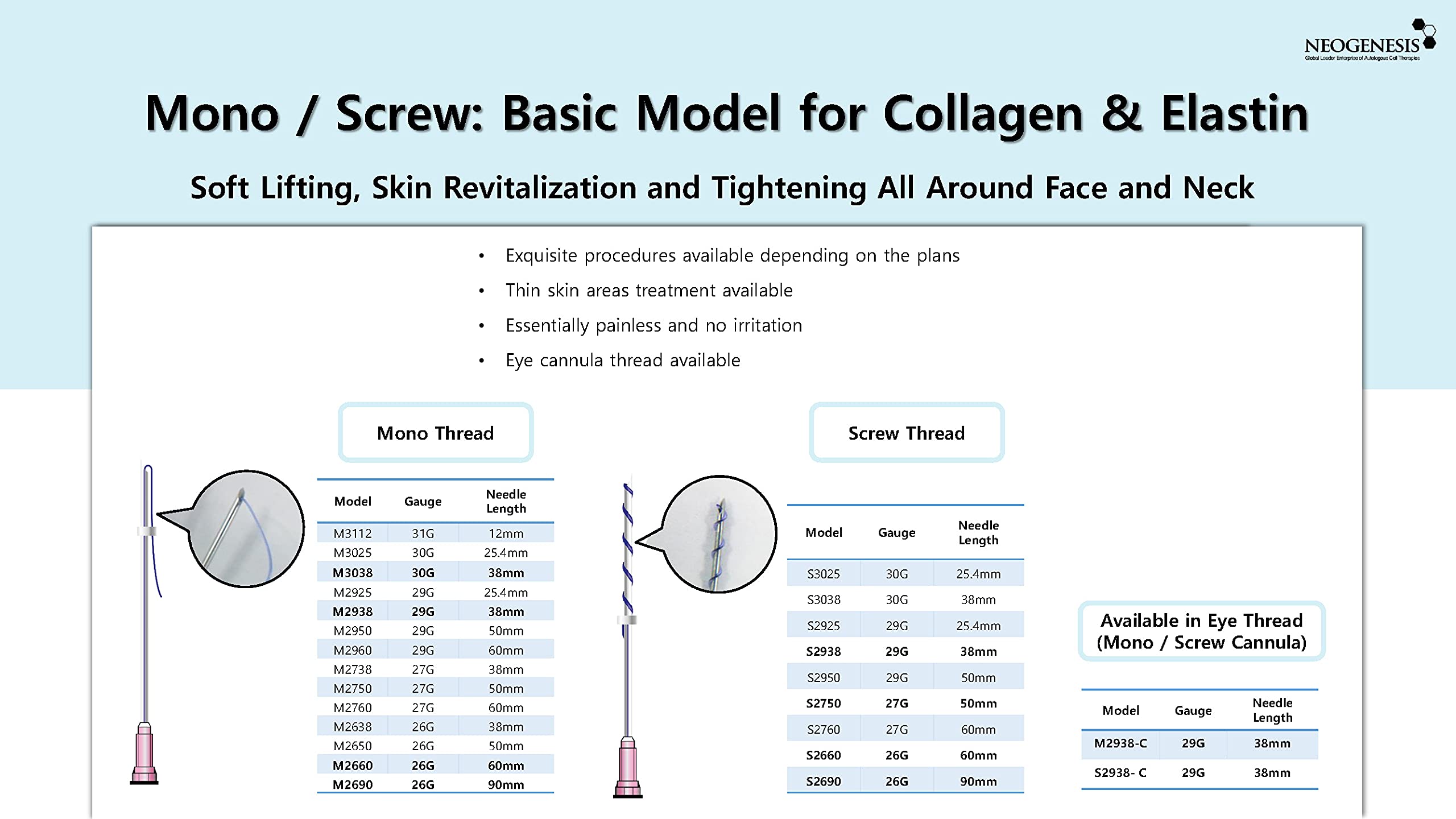 NeoGenesis PDO Mono Threads for Face and Body Lift 20PCS (31G X 12mm) (M3112)
