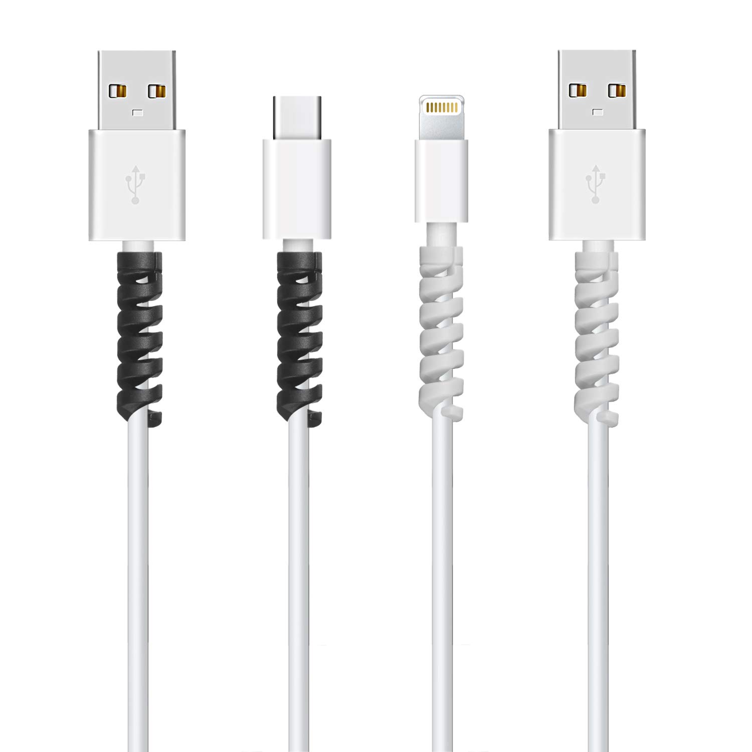 Jetec 12 Pieces Charger Cable Protector Cable Saver, Highly Flexible Spiral Silicone USB Wire Protector, Cord Protector Saver, Mouse Protector, Suitable for All Cell Phones Computers