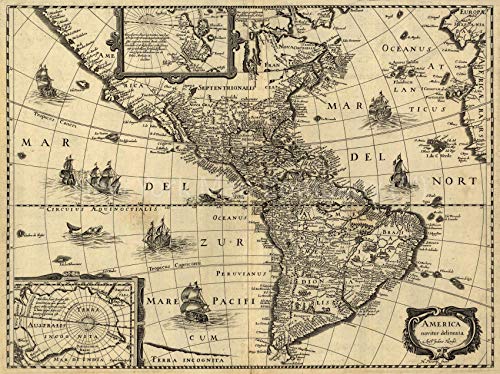1640 Map| America| America noviter delineata Map Size: 18 inches x 24 inches |Fits 18x