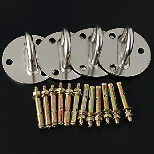 Alise Stainless Steel Ceiling Hooks Hammock Swing Hook Hanger Heavy Duty Eyebolt Hanging Kit,DD004-4P 4 Pack