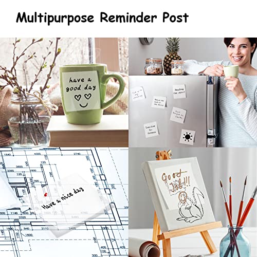 12 Packs 600 Sheets Transparent Sticky Notes, Winspeed 3 x 3 Inches Square Self Adhesive Removable Waterproof Memo Translucent Post It Notes(Clear)