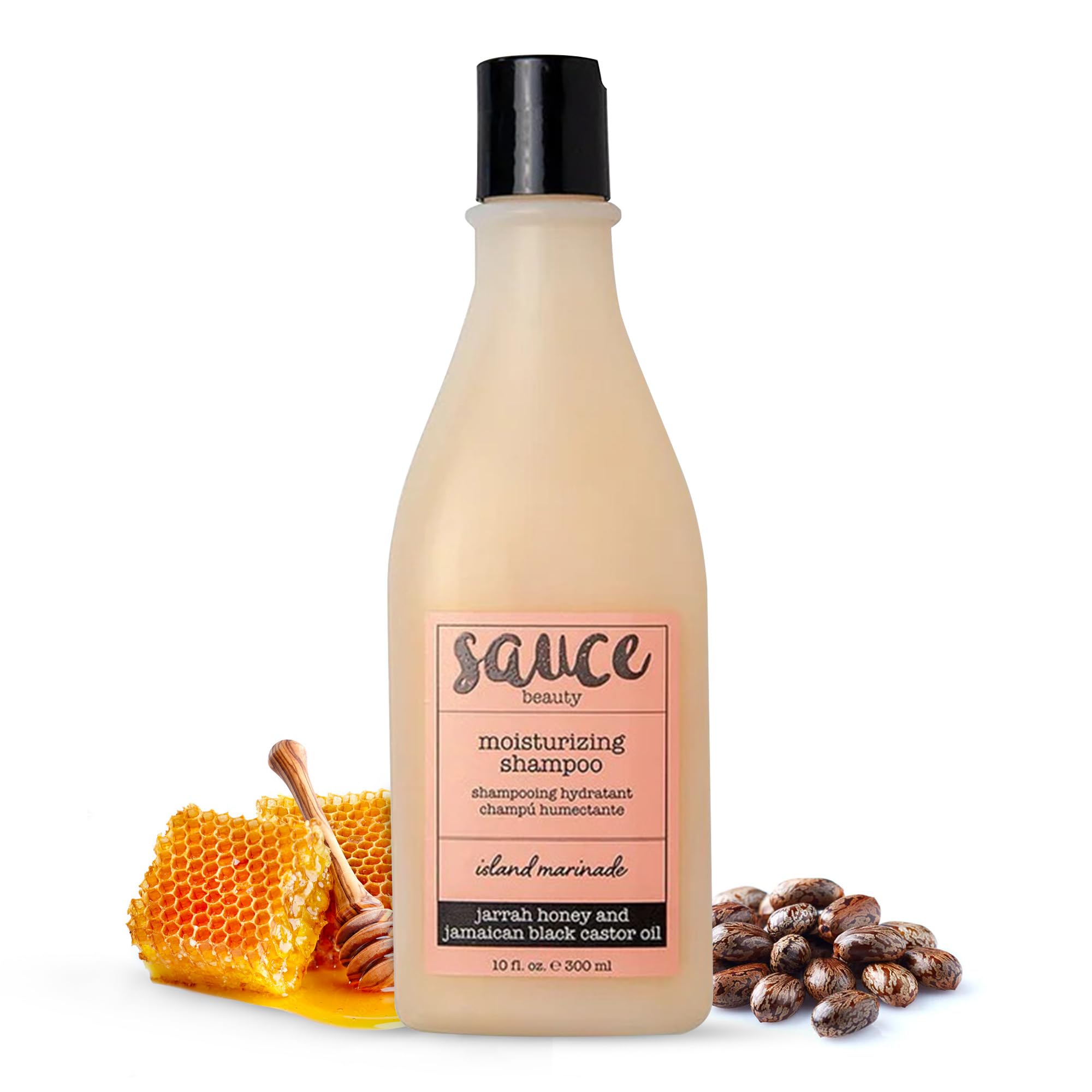 SAUCE BEAUTY Shampoo, Island Marinade Moisturizing Shampoo (10 Fl Oz) Anti Frizz Jamaican Black Castor Oil for Fine, Frizzy, Dry & Damaged Hair, Improves Hair Shine, Sulfate & Paraben-Free