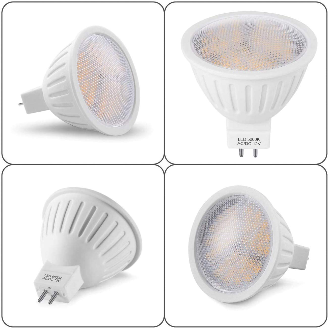 10 Pack MR16 LED Bulbs Non-Dimmable,GU5.3 LED Spotlight Bulbs,5000K -Kelvin Daylight White,7W 700LM,Energy Star,12V AC/DC,for Landscape,Recessed,Track Lighting