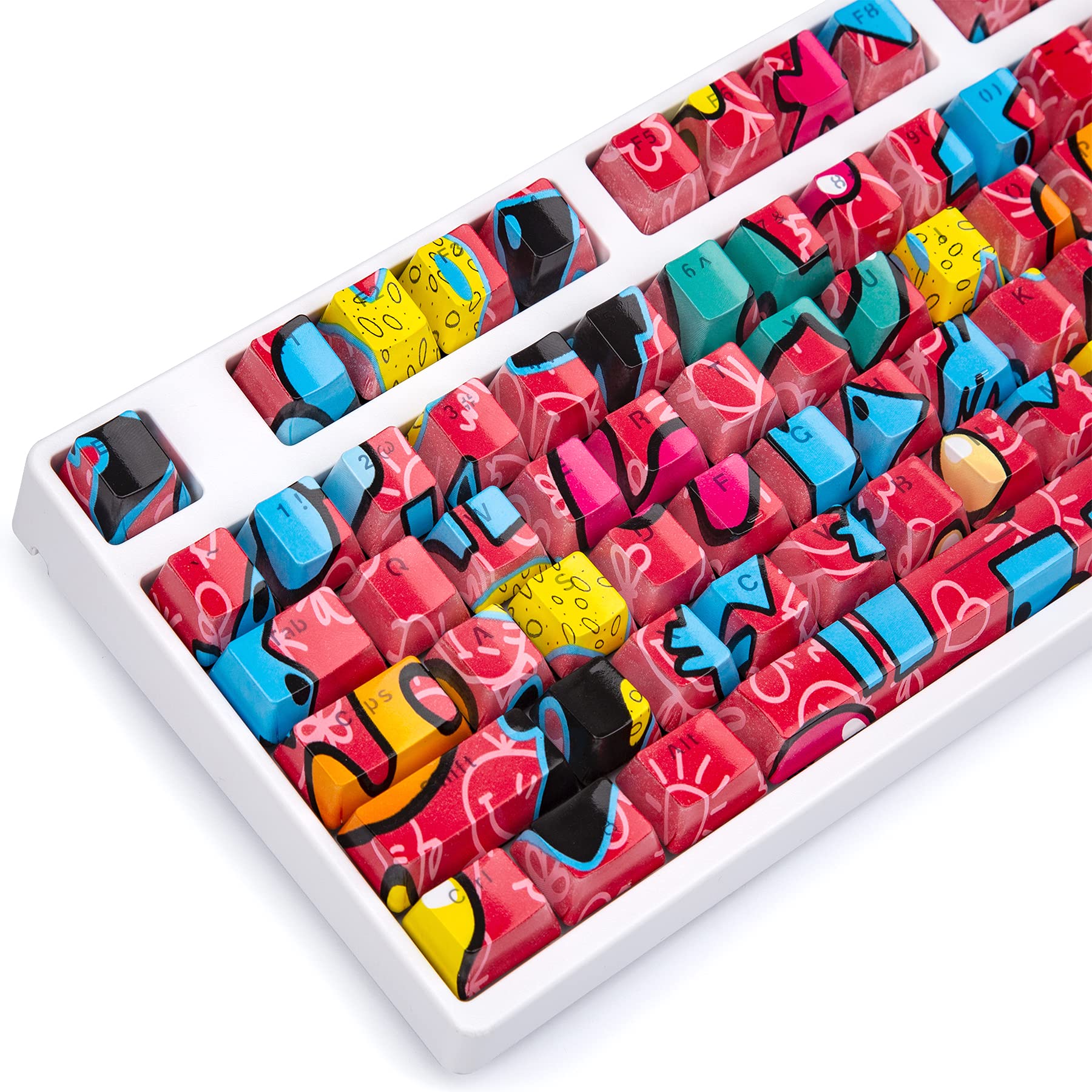 UniCusMech ABS Keycaps 104 Keys OEM Profile Gaming Keycap Set Backlight Frosted Thickened for Cherry MX Gateron Kailh Switch Mechanical Keyboard(Red)