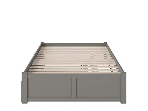 AFI Concord Queen Platform Bed with Footboard and Twin Extra Long Trundle in Grey