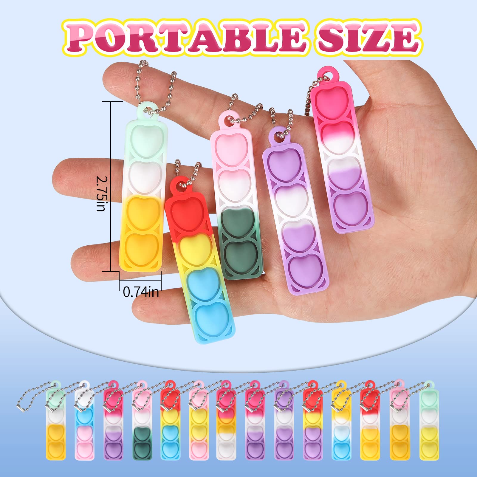 100 PCS Mini Pop Fidget Keychain Toys,Easter Silicone Mini Pop Bulk Fidget Keychain Toy Party Favors, Push Poping Bubble Sensor Toy, Office Desk Toy for Kids Adults