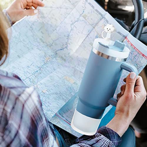 2 Pcs Silicone Sleeve Boot + 2 Pcs Straw Cover Cap for Stanley Tumbler 30-40oz, Anti-Slip Spill-Proof Bottom Boot Compatible with Stanley Tumbler Quencher Adventure Yeti Rambler Ozark Trail
