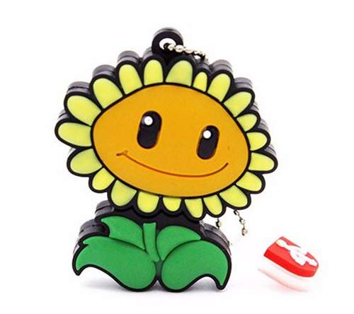 2.0 Sunflower Flower Smile 16GB USB External Hard Drive Flash Thumb Drive Storage Device Cute Novelty Memory Stick U Disk Cartoon
