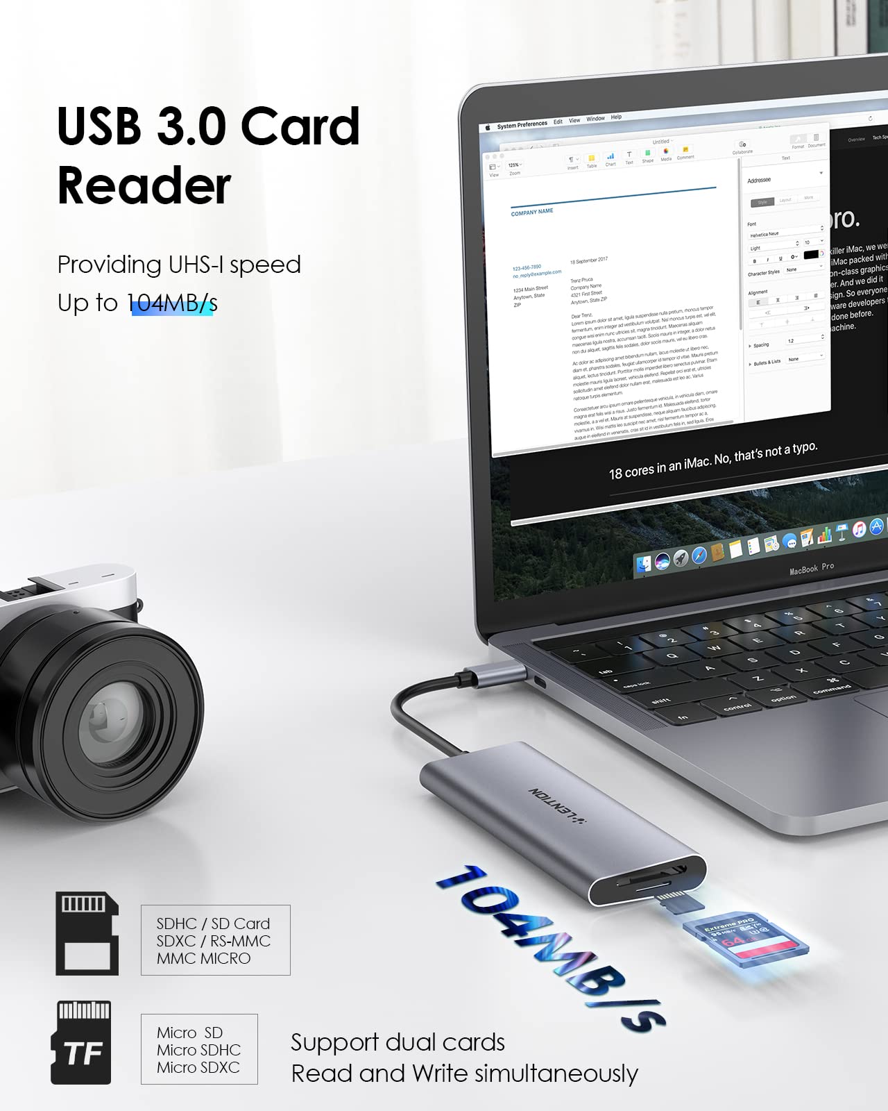 LENTION USB C Hub with 4K HDMI, 3 USB 3.0, SD/Micro SD 3.0 Card Reader, Compatible 2023-2016 MacBook Pro, New Mac Air/Surface, Chromebook, iPhone15 or More, Stable Driver Adapter (C34, Space Gray)