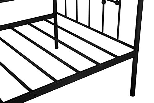Daybed with Trundle Bed for Kids Teens Adults,Metal Twin Size Daybed with Pullout Trundle for Window Living Room, No Box Spring Needed (Black)