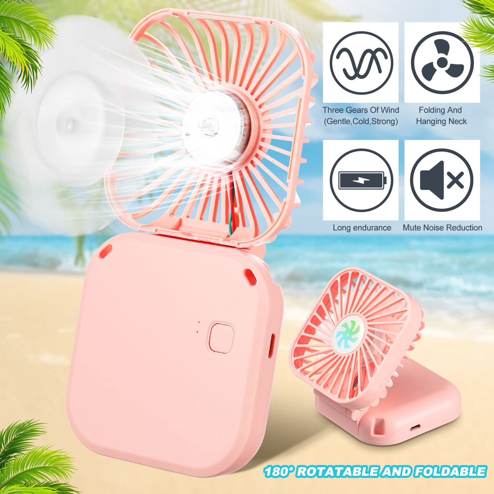 12 Pack Necklace Fans Portable Neck Hanging Fan Mini Fan Handheld Hand Held Fan for Cooling Small Personal Hands Free Fan USB Rechargeable Battery 3 Speed Air Circulatory Fan (Blue, Pink, White)