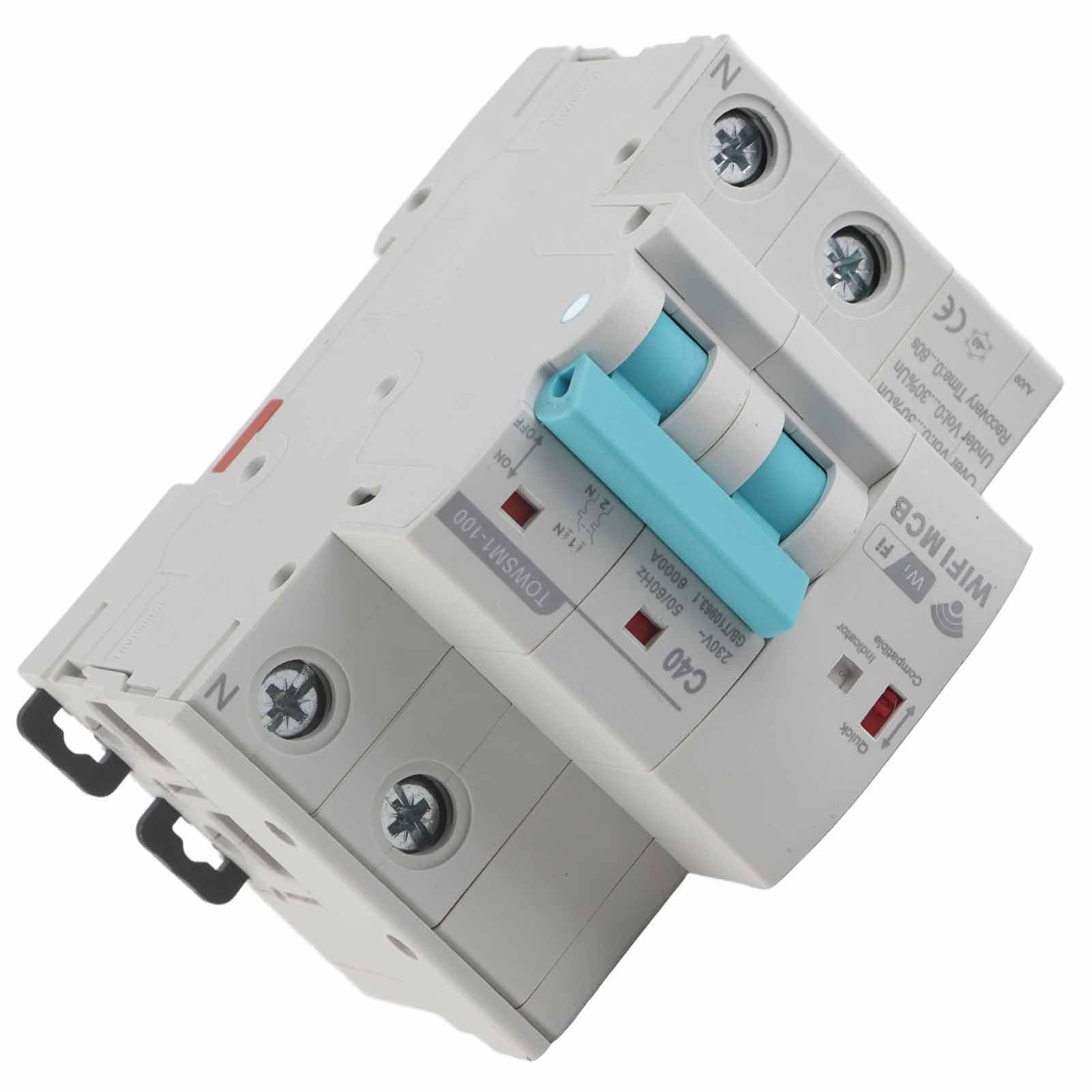 Circuit Breaker AC 230V Din Rail Mount Automatic Reclosing Leakage Air Switch for Households Factories (40A)