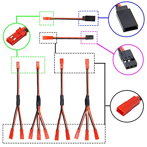 6PCS JST Plug Splitter JST Male Female Y Cable JST Y Parallel Adapter Harness JST to JR Adapter for Traxxas TRX-4 RC Car Crawler Truck Cooling Fan ESC Battery Motor