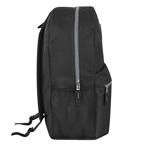 19 Inch School Backpacks with Mesh Side Pockets β Basic Large Solid Color Backpacks for Kids, Men, Women, Travel (Black/Yellow)