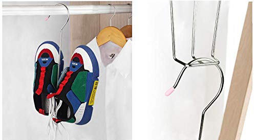 5 Pack Stainless Steel Shoes Hanger Drying Rack for Dehumidifying Hanging Leather Shoes,Double Hook Design Drying Shelf Storage Organizer,Closet Organizer Storage