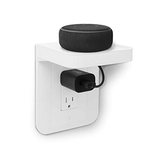 ALLICAVER Outlet Shelf, Wall Holder for Kitchen Organization,A Space Saving Solution for Google, Homepod Mini, Speakers, Phones, Electric Toothbrush (White-Decora)