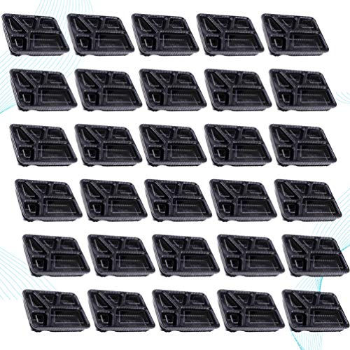 Hemoton 30pcs Disposable Bento Box 5 Compartment Meal Prep Container with Lid Microwave Heating Food Box for Home Restaurant (Black)
