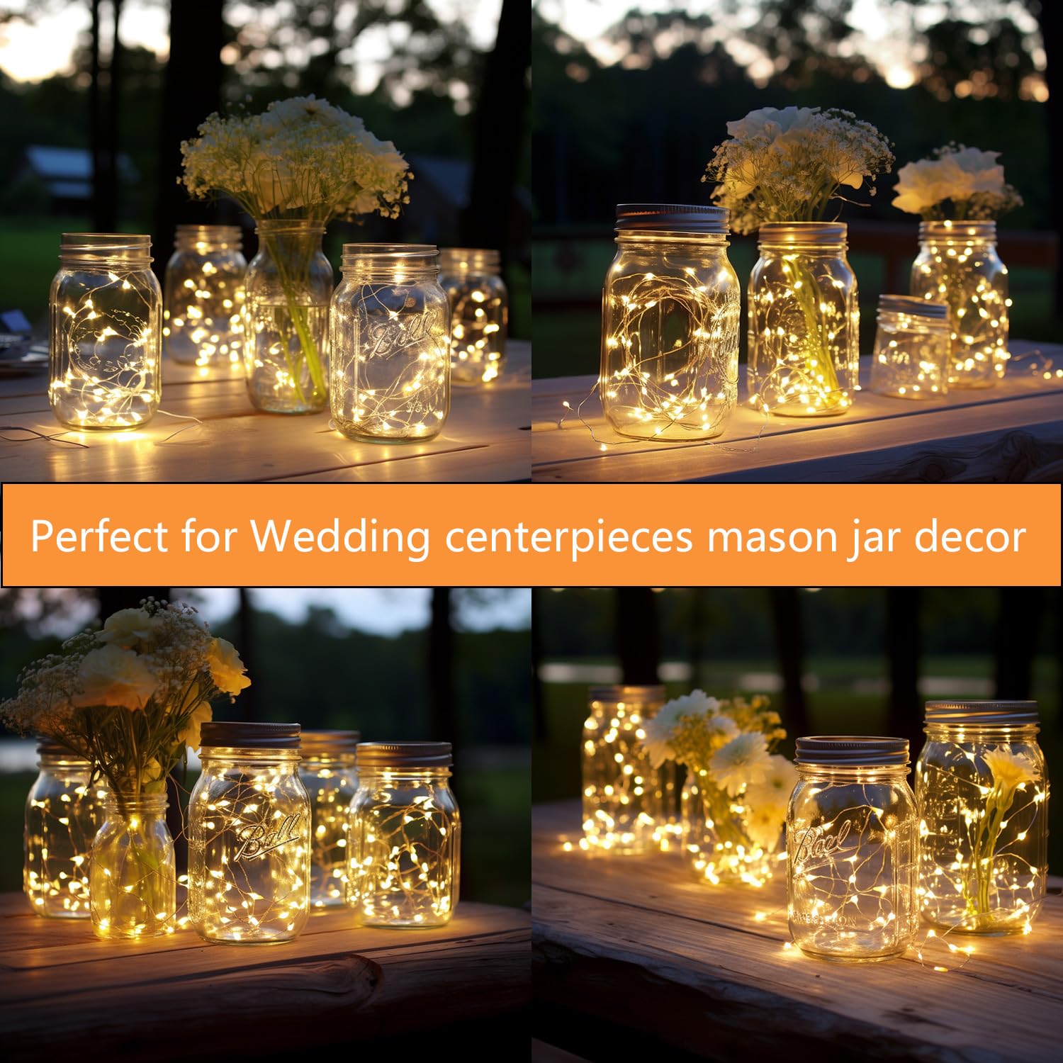 12 Pack Fairy Lights with Timer Battery Operated String Lights - 3.3ft 20 LED,Silver Wire Warm White Mini Lights for Wedding,Party Centerpieces,Table Decor,DIY Crafts,Festivals,Mason Jars Décor