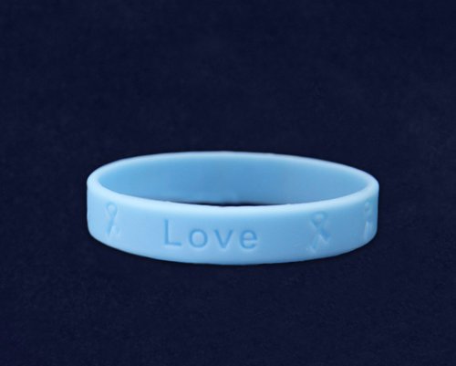 10 Pack Light Blue Silicone Bracelets – Light Blue Colored Rubber Wristbands for Prostate Cancer, Trisomy 18, Cushing, Scleroderma Awareness, Graves’ Disease, Fundraising & Gift Giving - Perfect for Women and Men