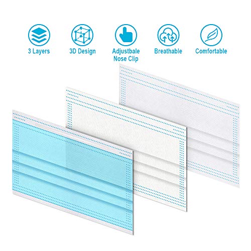 Comix Disposable Face-Masks with 3-Layer Adult Masks, L707 Pack of 50