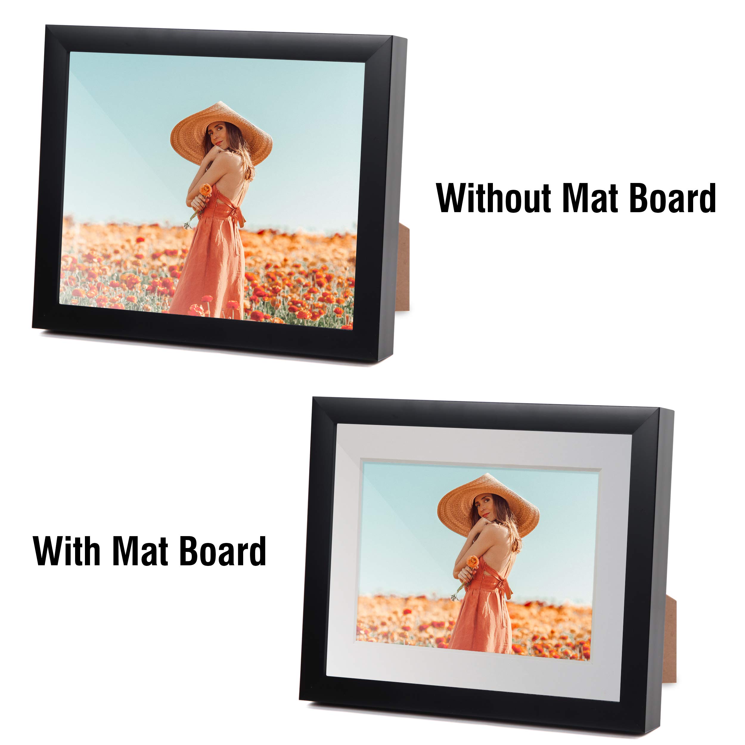 Acid Free 8x10 Pre-Cut Picture Mat Board Kit for 5x7 Photo, Includes 25 White Core Bevel Cut Mattes, 25 Backing Boards, 25 Crystal Clear Bags