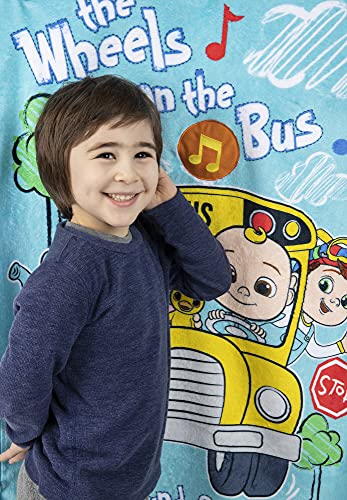 CoComelon Musical Warm, Plush, Throw Blanket That Plays The Theme Song - Extra Cozy and Comfy for Your Toddler, Blue