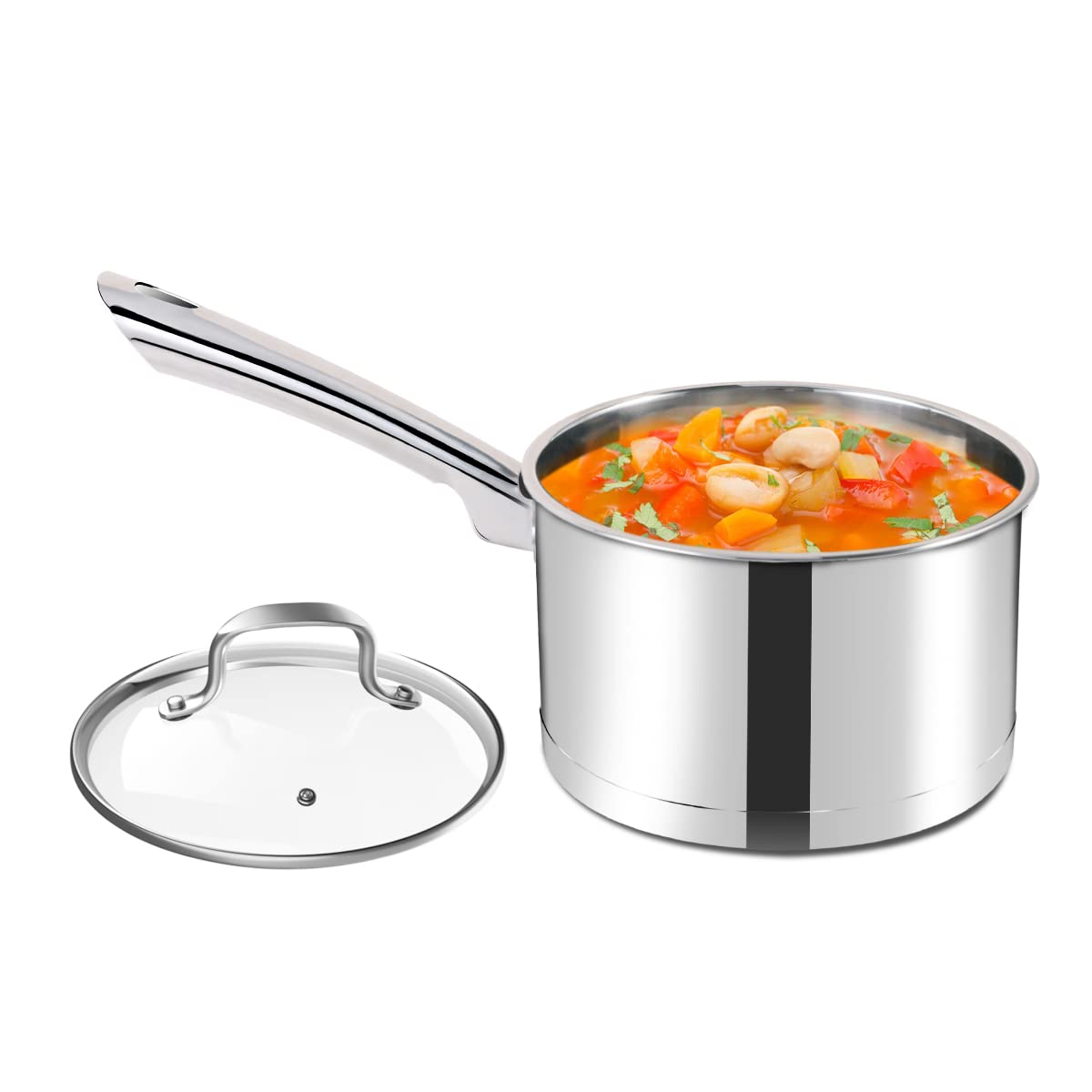 2.5 Quart Sauce Pan with Glass Lid, Stainless Steel Induction Saucepan with Lid 2.5 qt, Small Pot By Lio SHAAR, Compatible with All Heat Sources, Oven Dishwasher Safe âŚ