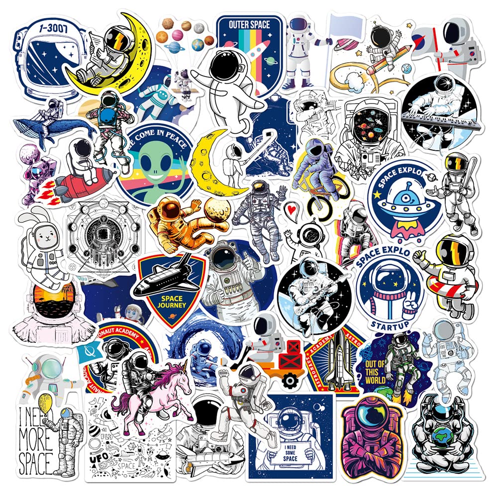 100PCS Astronaut Stickers for Water Bottle,Space Moon Rocket Stickers for Boy Teens,Space Theme Spaceman Astronomy Gifts for Adults Teens Boys Stickers for Art Journaling Scrapbook Skateboard Decals