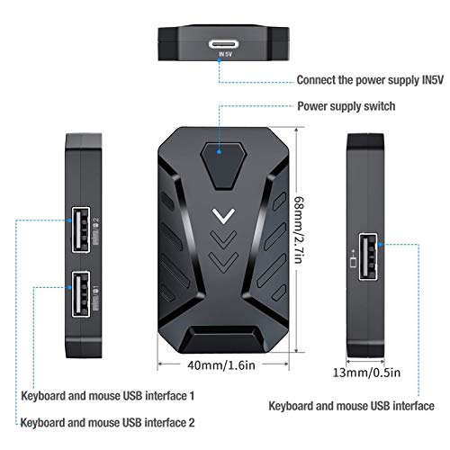 ciciglow Gaming Keyboard and Mouse Converter,Keyboard and Mouse Adapter,Bluetooth Keyboard and Mouse Converter,Mobile Game Converter,Suitable for iOS/Android System (Mix Pro)