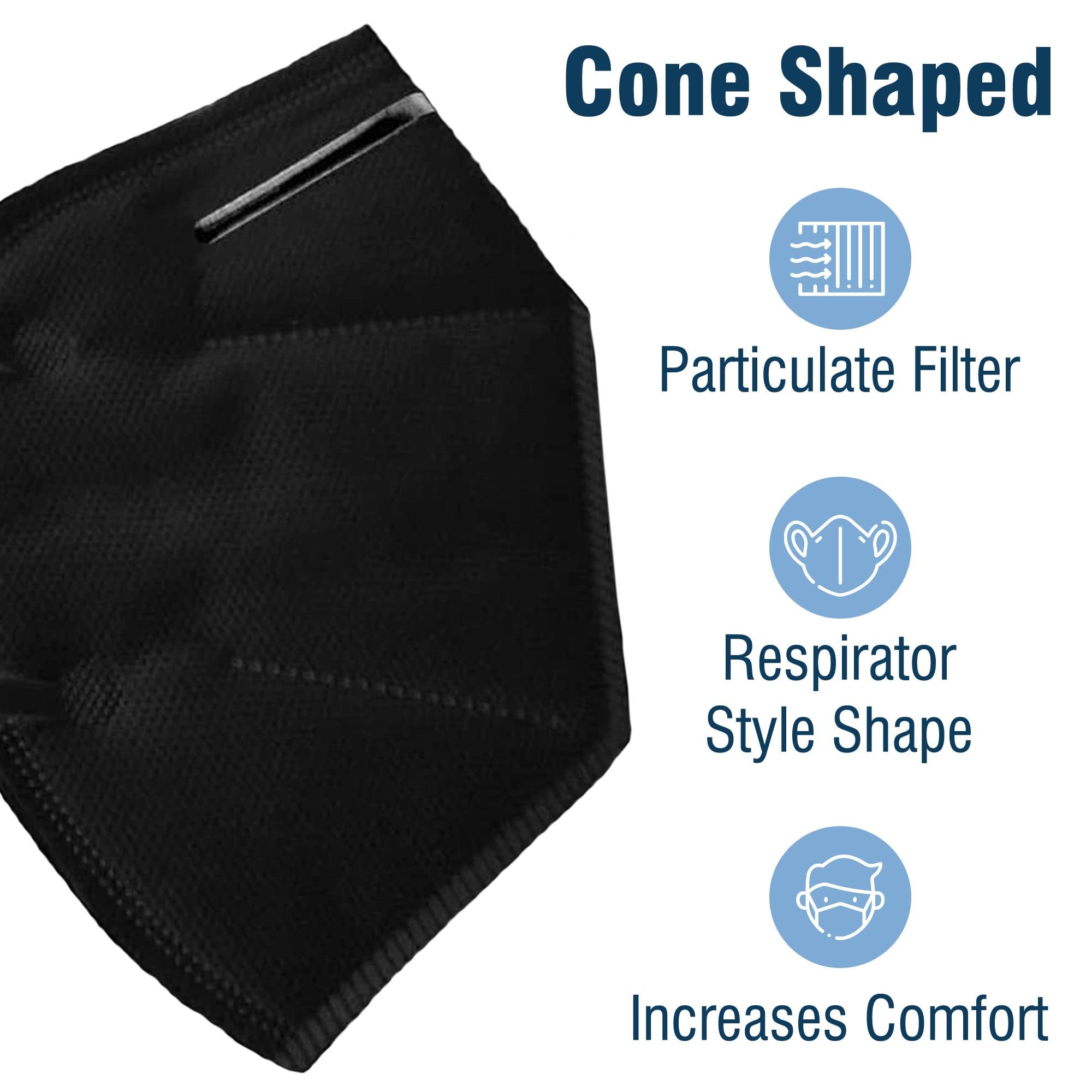 WECARE Black KN95 Adult Face Masks 20 Pack - Individually Wrapped Disposable 4 Ply Particulate Respirator Mask - Anti Fog, PM2.5, Comfortable Folded Design