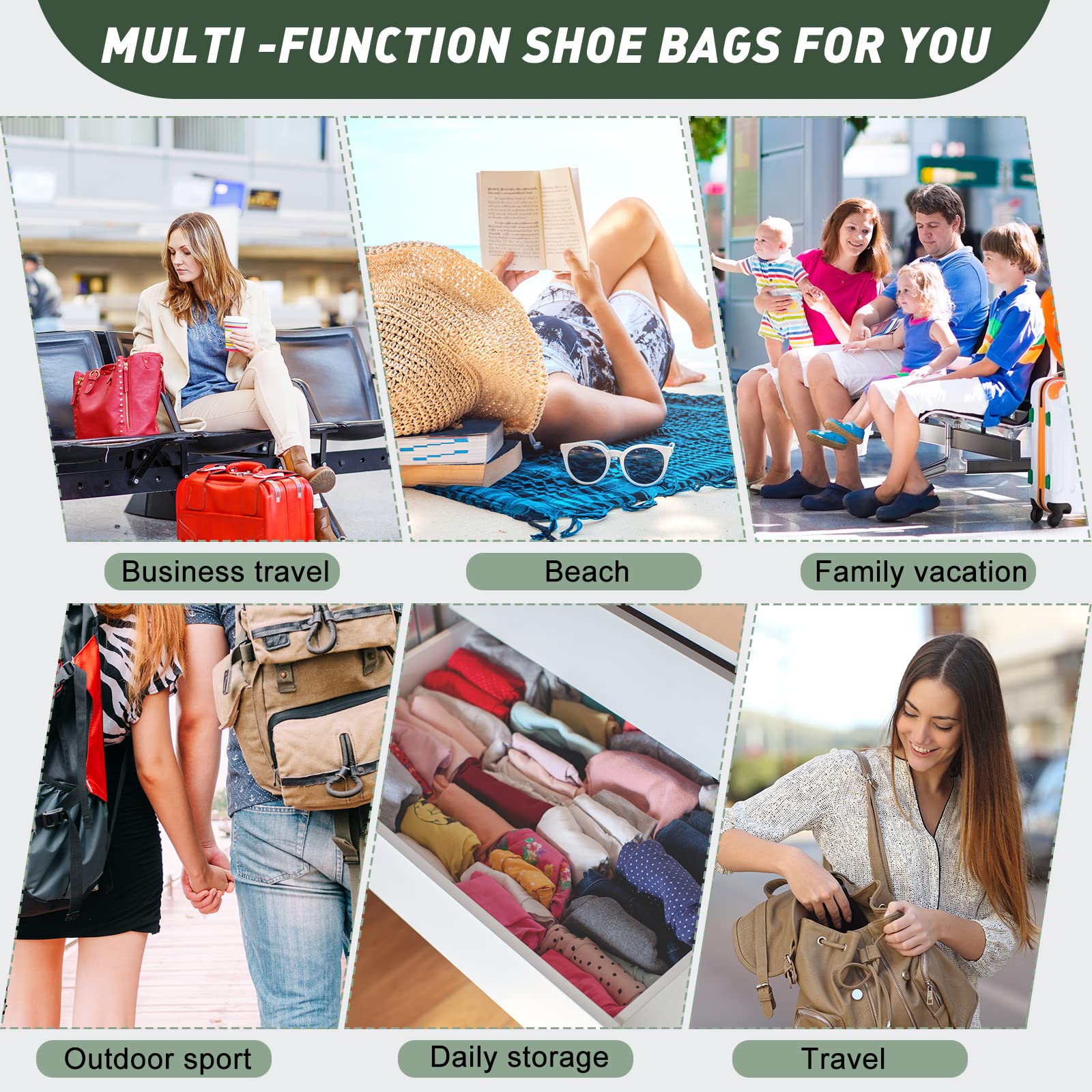 12 Pcs Shoe Dust Bags Beige Duster Flannel Single Shoe Pouch with Drawstring Closure Washable Breathable Shoe Covers for Travel Home Luggage Handbags, 8 x 17 Inches