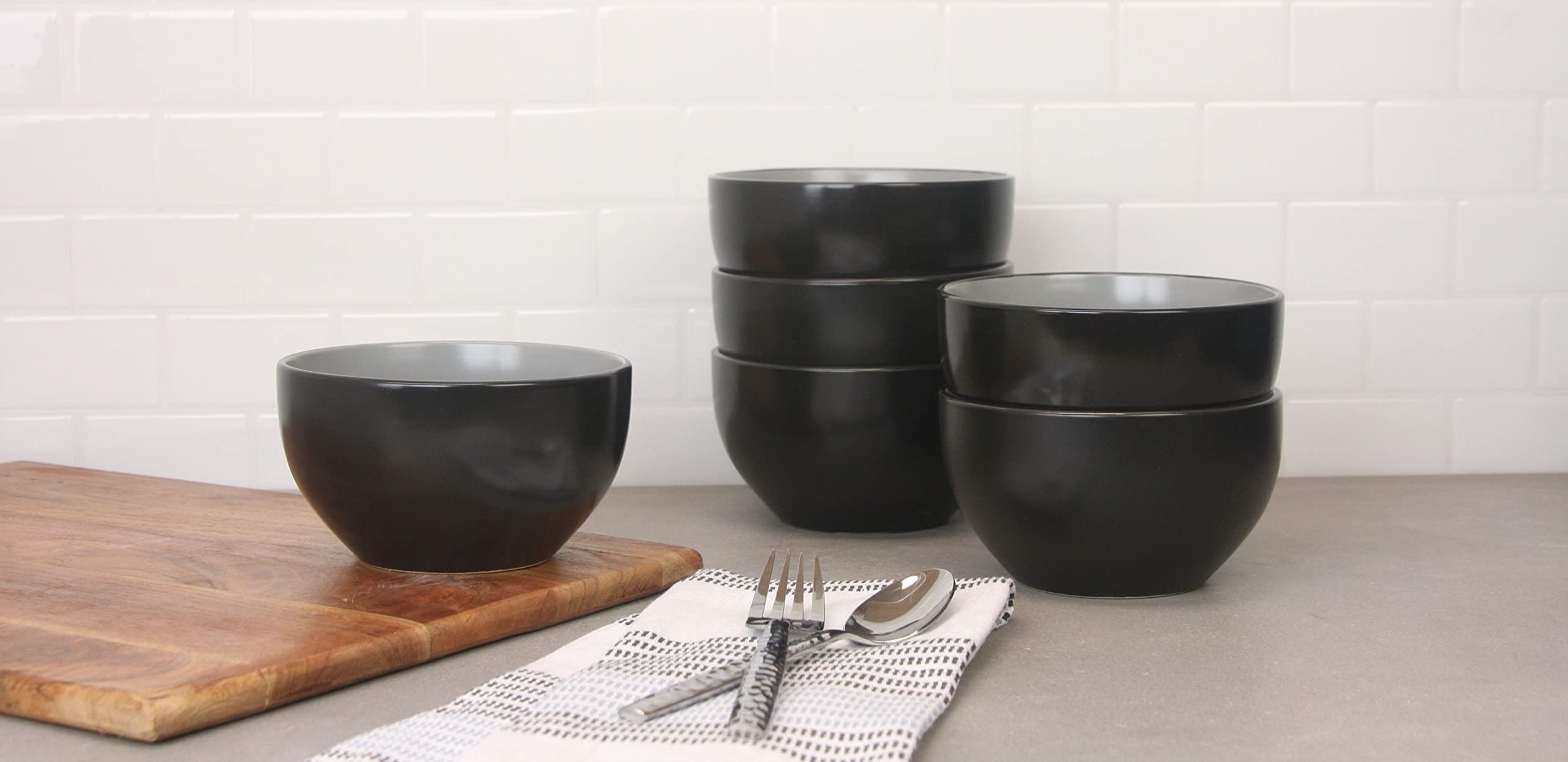 10 Strawberry Street Two Tone Coupe 5.5β/24 Oz. Cereal Bowl Set Of 6, Black/Gray