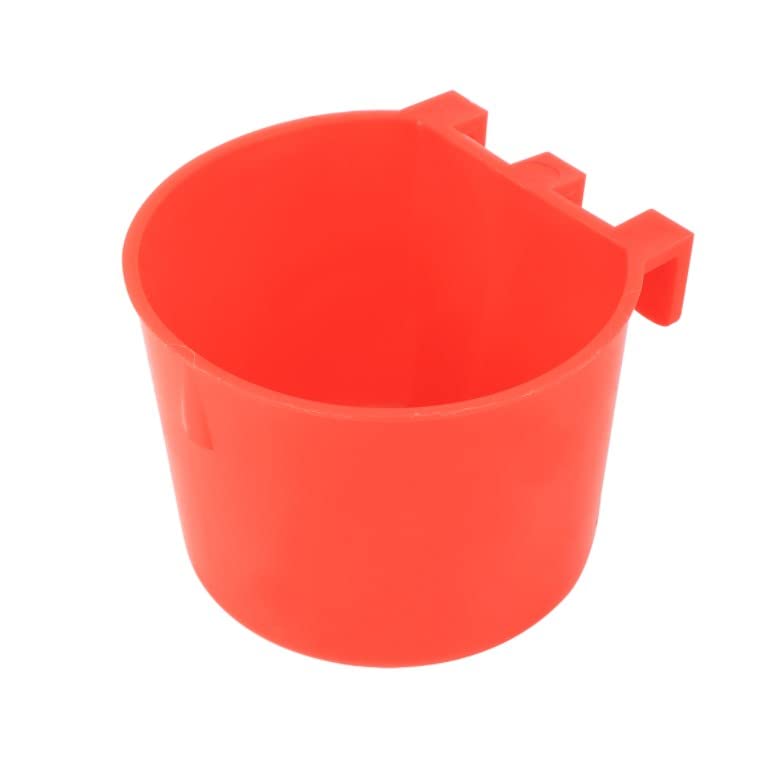 12pcs Bird Feeder Cage Cups Hanging Chicken Water Cups Pet Bowl with Hooks Rabbit Food Dish for Cages Plastic Feeding & Watering Supplies for Pigeon Poultry Roosters Gamefowl Parakeet (12PCS-Red)