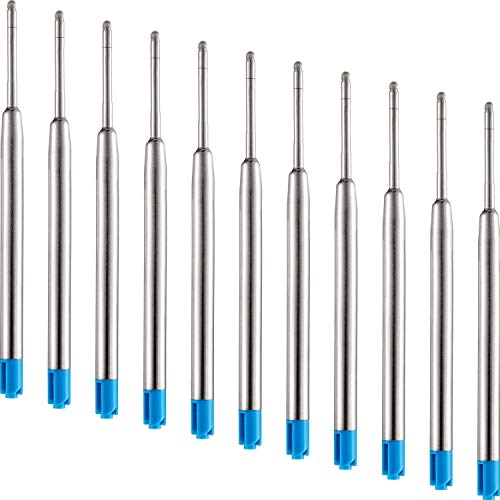 HeTaoCat Blue Ink Refill Pack of 5, Replaceable Ballpoint Pen Refills, Medium Point Metal Refil (Blue)