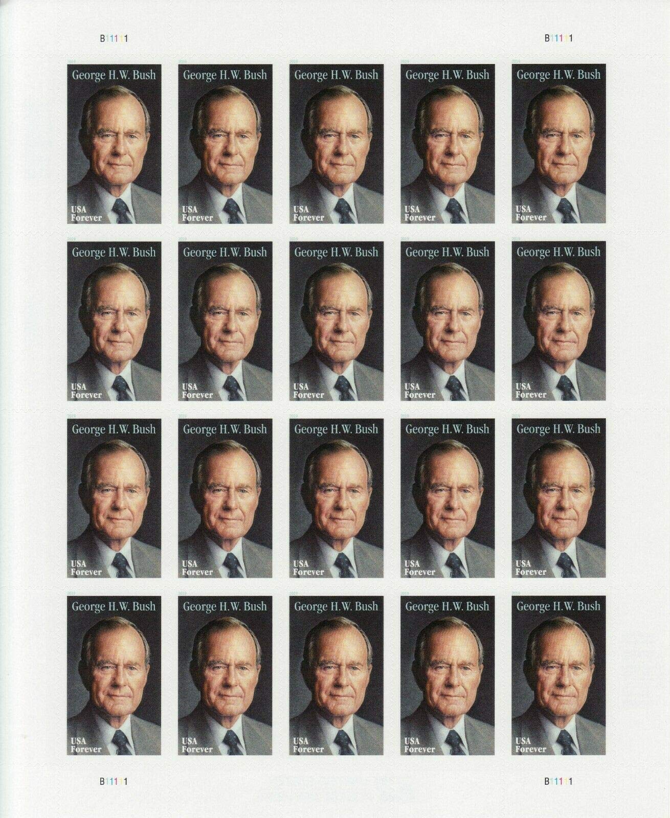2019 President George Bush Sheet of Twenty Forever Postage Stamps Scott 5393