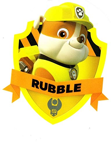 4 Inch Rubble Badge Paw Pup Wall Decal Sticker Pups Puppy Puppies Dog Dogs Removable Peel Self Stick Adhesive Vinyl Decorative Art Kids Room Home Decor Children 3 x 4 inches